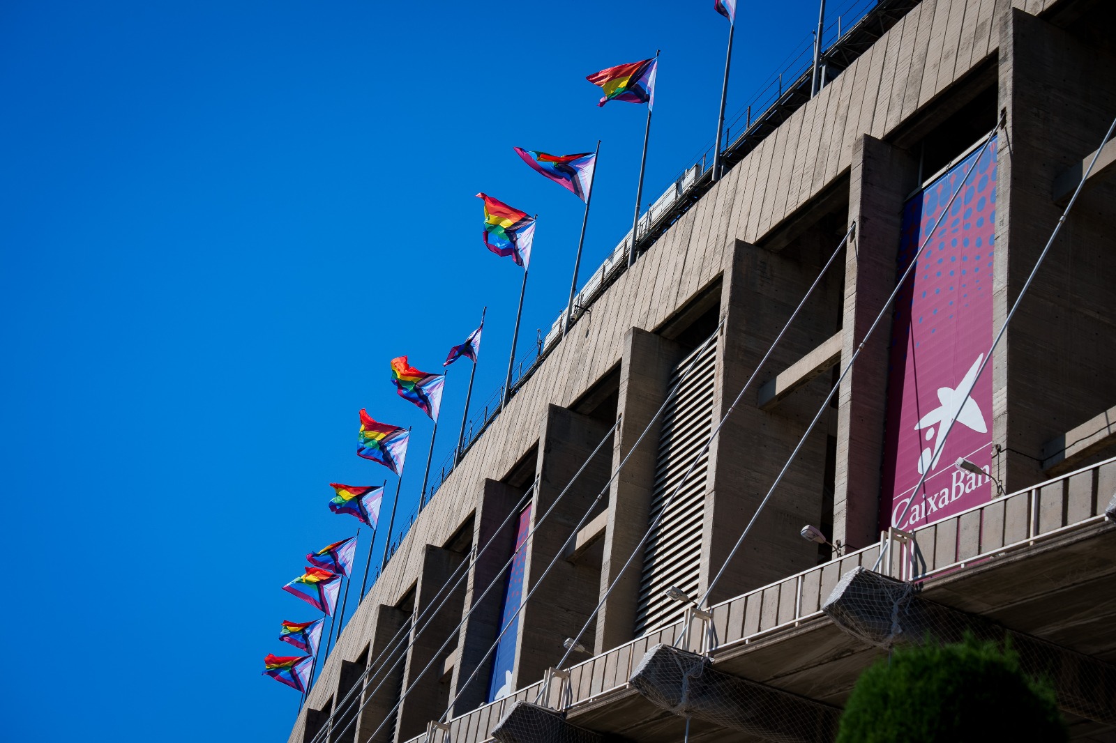 FC Barcelona raises rainbow flags at Camp Nou in recognition of LGTBI Pride