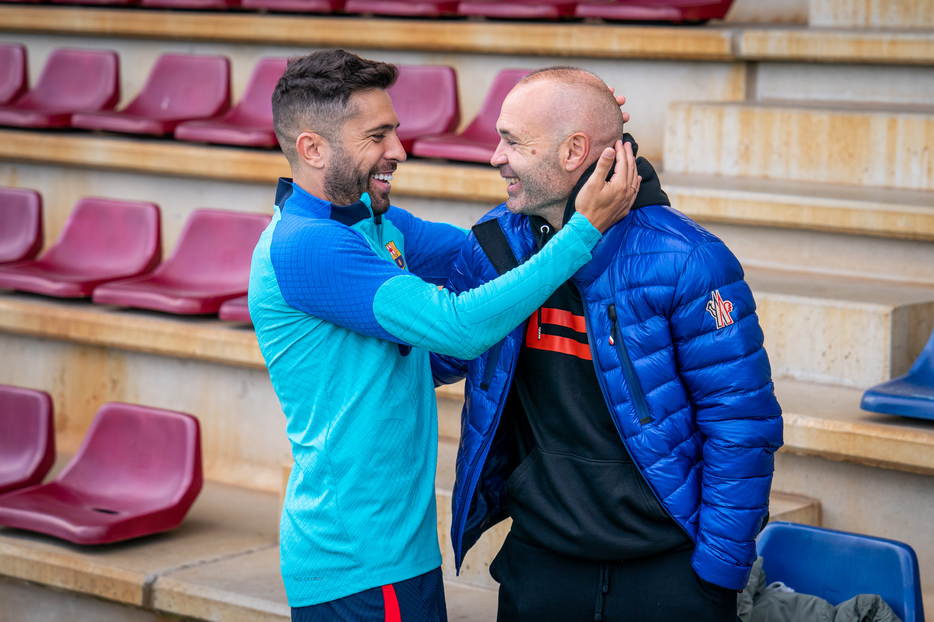 Andrés Iniesta visits squad in training
