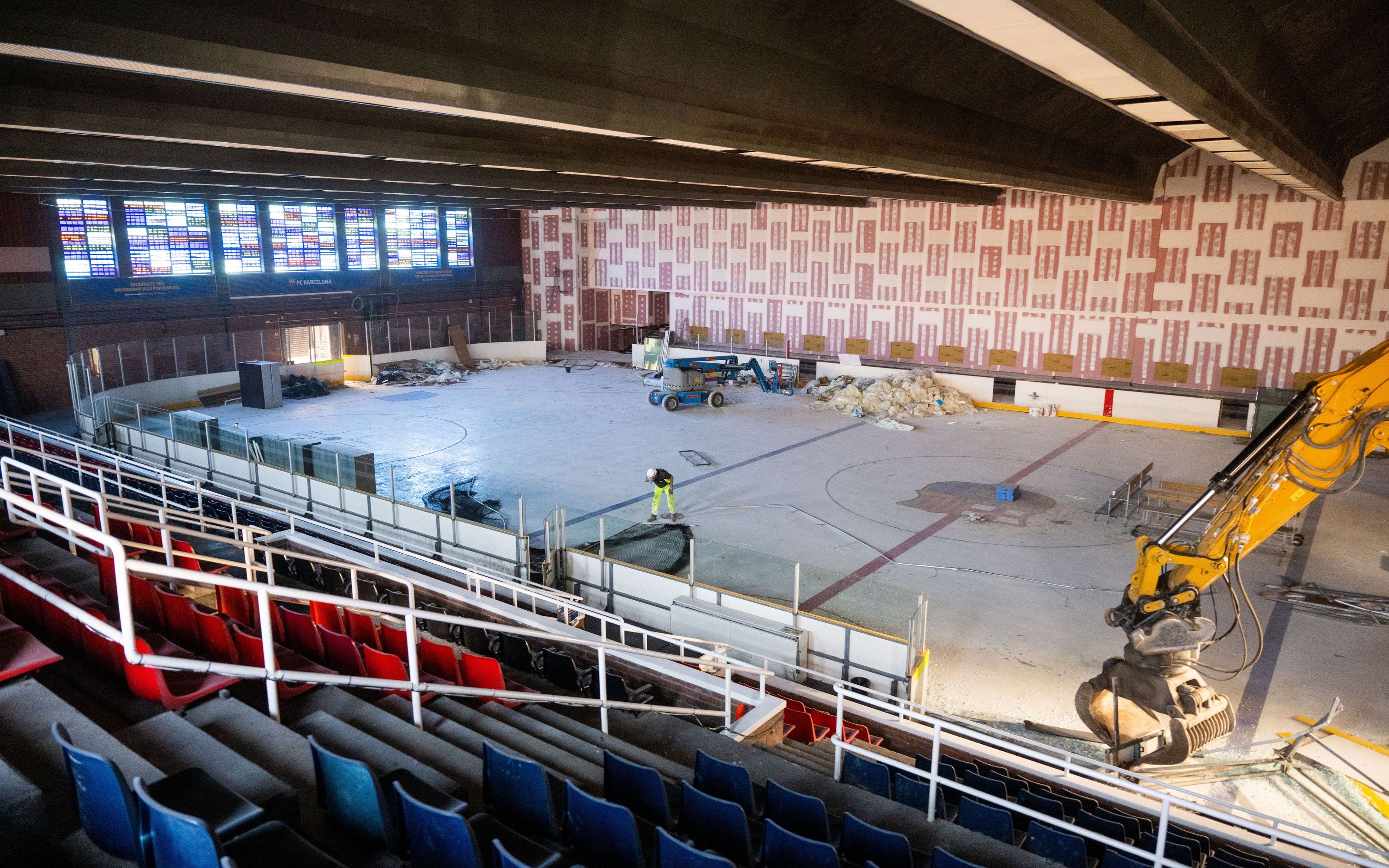 Work on the ice rink building