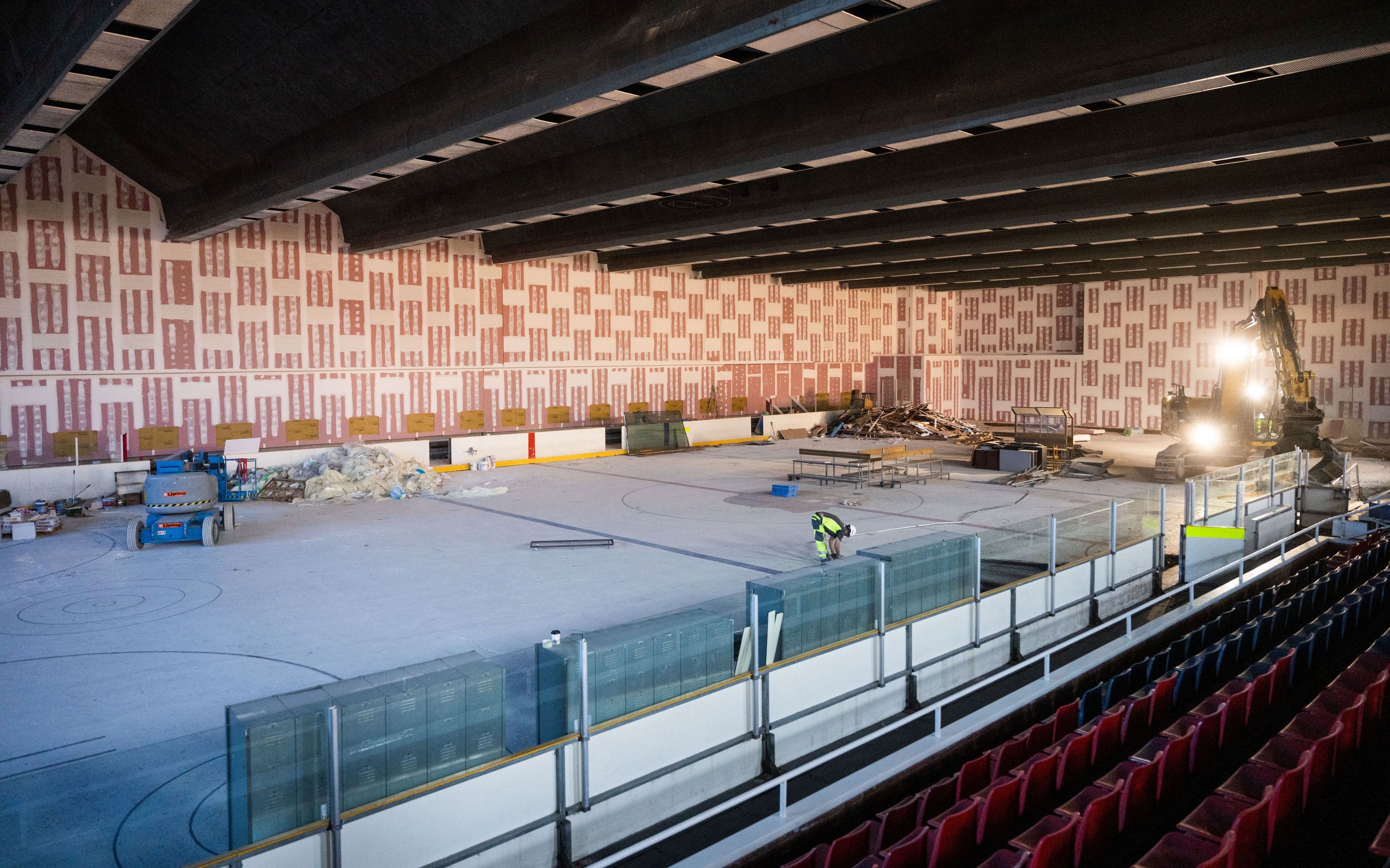 Work on the ice rink building