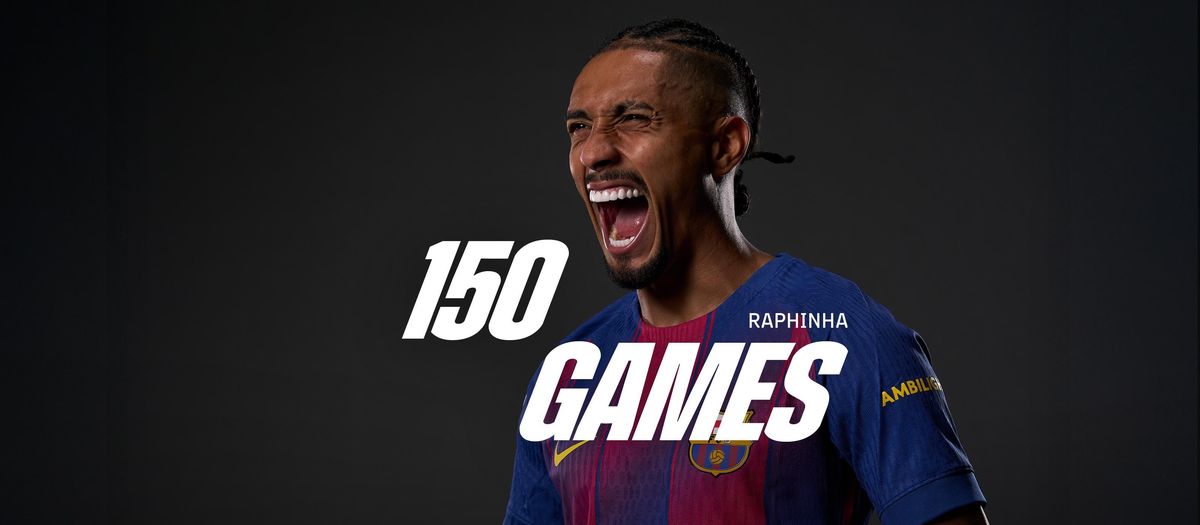 Raphinha makes 150th appearance for Barça